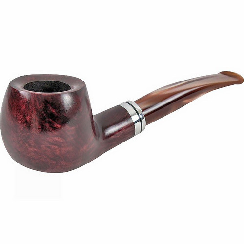 Double Silver Band Lucite Stem Italian Briar Pipe | Royal Meerschaum Pipes