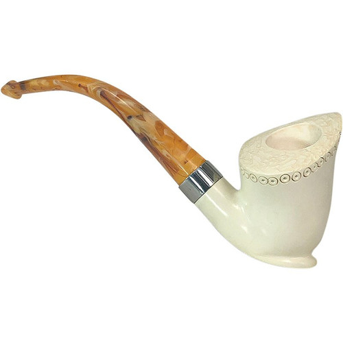 Silver Band Freehand Full Bent Meerschaum Pipe | Royal Meerschaum Pipes