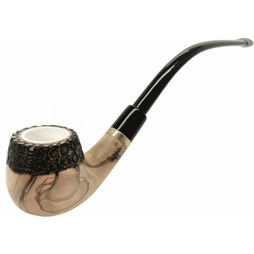 Meerschaum Lined Rustic Band Olive Wood Churchwarden Pipe | Royal ...
