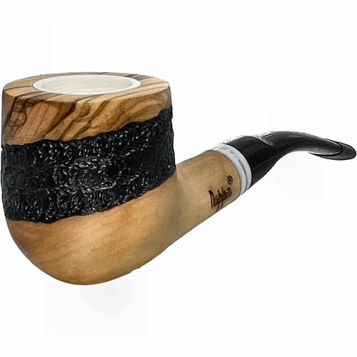Meerschaum Lined Rustic Border Olive Wood Pipe | Royal Meerschaum Pipes