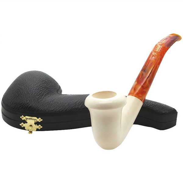 Hand Carved Calabash Smooth 100% Solid Block Meerschaum Pipe | Smooth ...