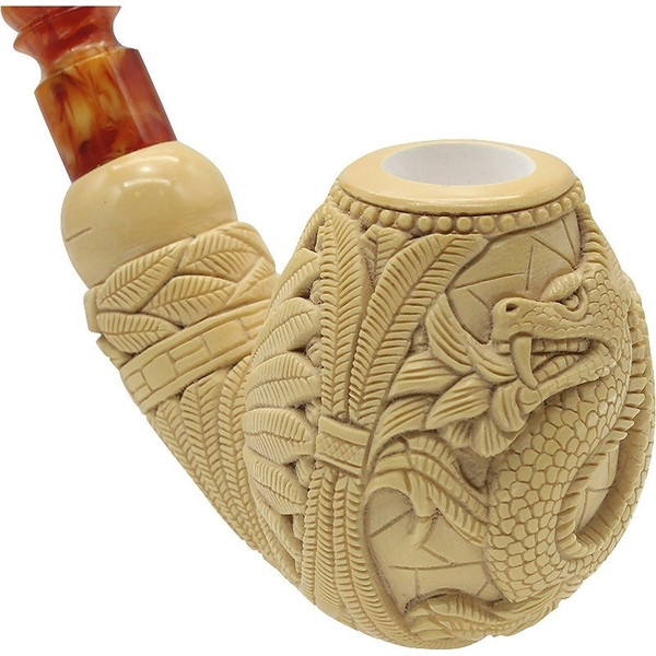 Baglan Dragon Crest Colored Solid Block Meerschaum Pipe | Royal ...