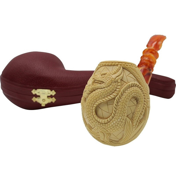 Baglan Dragon Crest Colored Solid Block Meerschaum Pipe | Royal ...