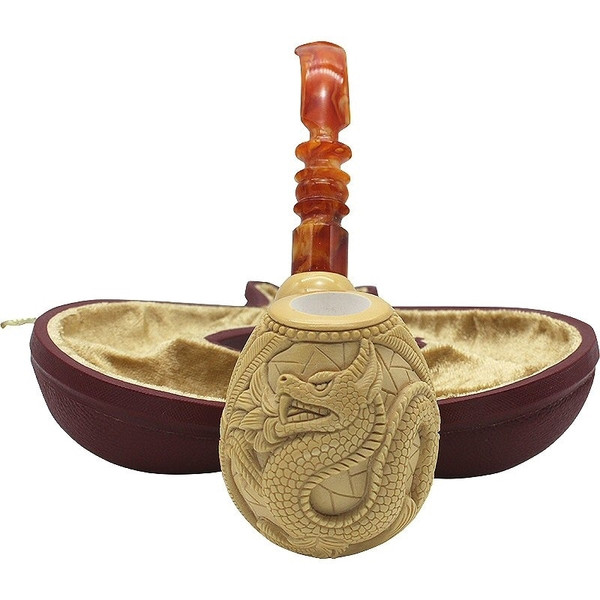 Baglan Dragon Crest Colored Solid Block Meerschaum Pipe | Royal ...