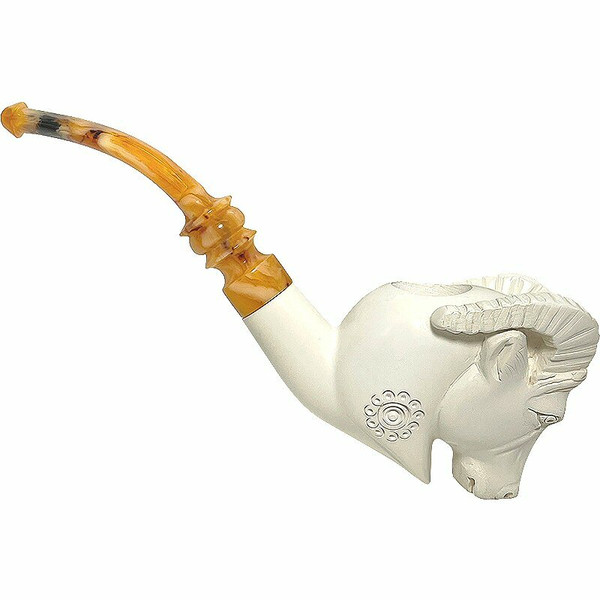 Special Goat with Designer Stem Meerschaum Pipe | Royal Meerschaum Pipes