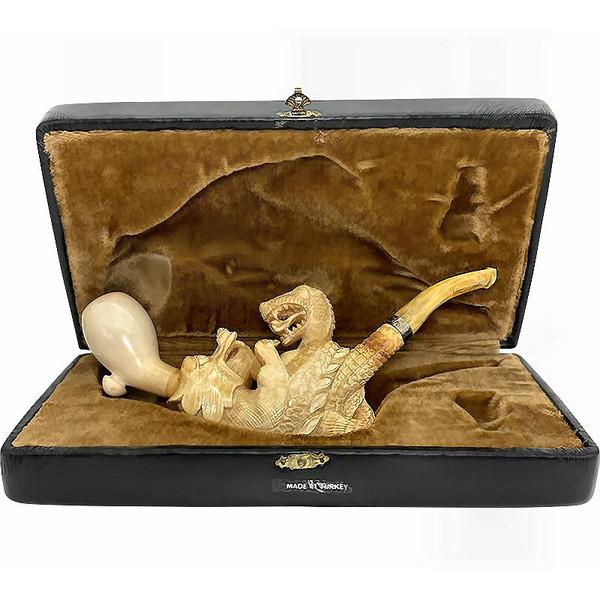 S. Yanik Double Dragon Sterling Silver Band Meerschaum Pipe | Royal ...