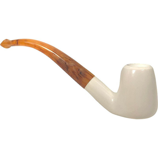 Smooth Brandy Style Bent Stem Meerschaum Pipe | Royal Meerschaum Pipes
