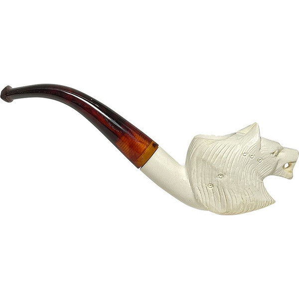 Wolf with Long Mane Meerschaum Pipe | Royal Meerschaum Pipes