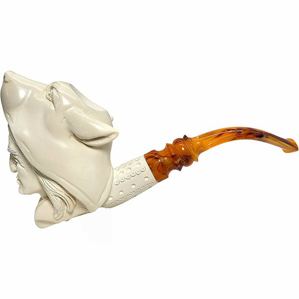 Special Indian Wolf Double Head Meerschaum Pipe | Royal Meerschaum Pipes