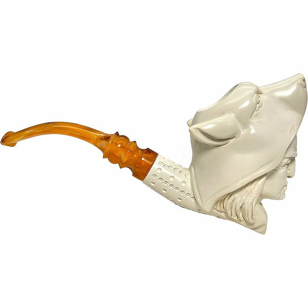Special Indian Wolf Double Head Meerschaum Pipe | Royal Meerschaum Pipes