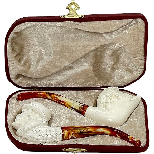 Deluxe Sherlock and Watson Meerschaum Pipe Set | Royal Meerschaum Pipes