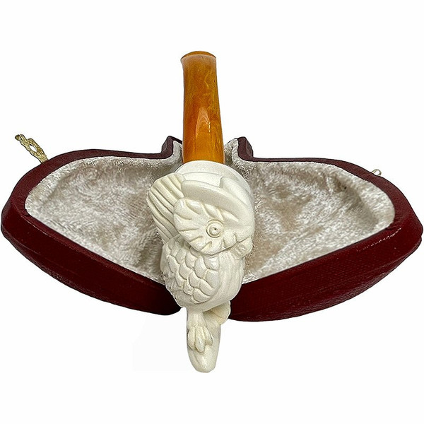 Owl on Smooth Bowl Meerschaum Pipe | Royal Meerschaum Pipes