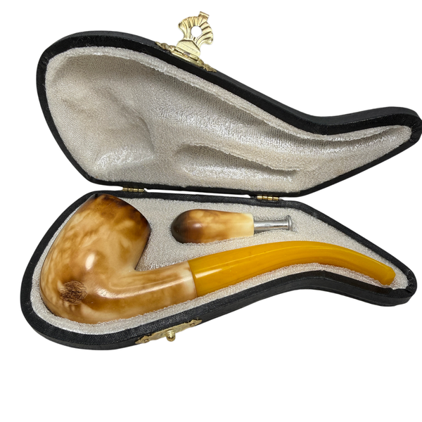 Calcined Smooth Rustic Touch Meerschaum Pipe Set | Royal Meerschaum Pipes