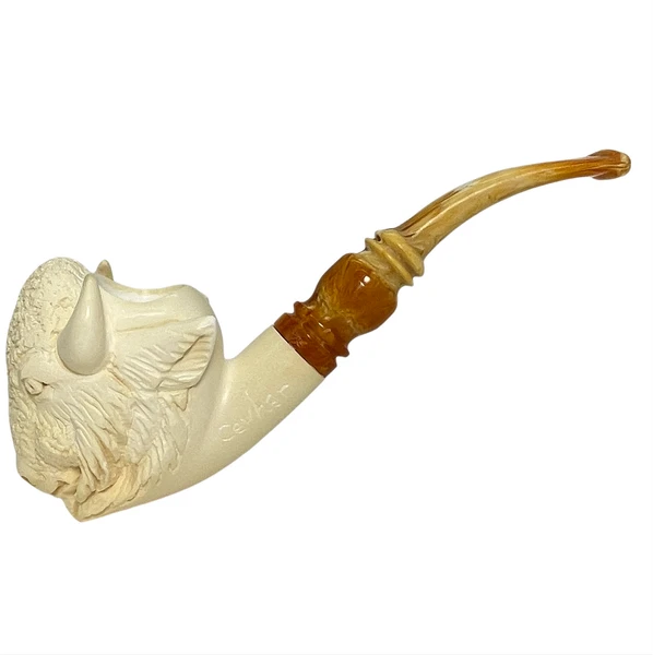 Special Cevher Signed Buffalo Head Meerschaum Pipe | Royal Meerschaum Pipes