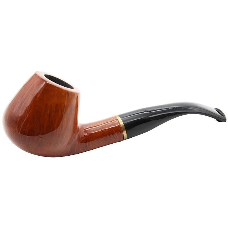 High Polish Colton German Bent Stem with Gold Trim Ring Briar Pipe ...