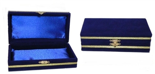 Blue Velvet Box - Fully Lined - With Solid Brass Fitting