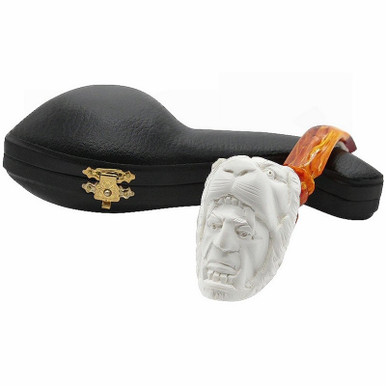 Hand Carved Double Head Indian Tiger 100% Solid Block Meerschaum Pipe ...