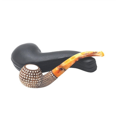 Hand Carved Colored Golf Ball 100% Solid Block Meerschaum Pipe | Golden ...