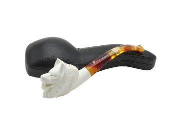 Hand Carved Wolf Head 100% Solid Block Meerschaum Pipe | Animal ...