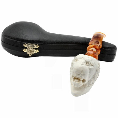 Hand Carved Snarling Tiger 100% Solid Block Meerschaum Pipe | Animal ...