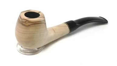Olive Wood with Brass Trim Ring Bent Stem Pipe | Briar Pipes | Royal ...
