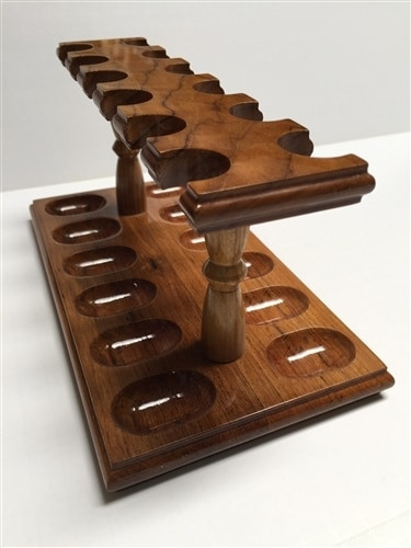 12-Pipe Teak Wood Pipe Rack | Pipe Racks | Royal Meerschaum Pipes