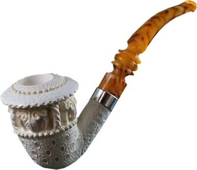 Meerschaum Pipes - Special Hand Carved Intricate Calabash Meerschaum Pipe