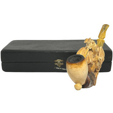 S.Yanik Signed Dragon Slayer Sterling Silver Band Meerschaum Pipe ...