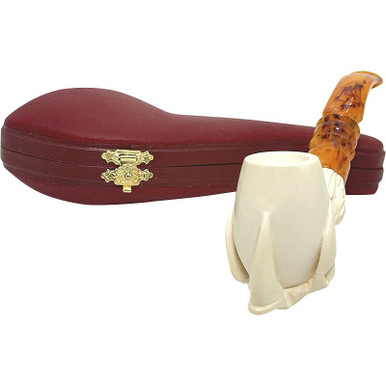 Claw with Designer Scrolled Stem Meerschaum Pipe | Royal Meerschaum Pipes