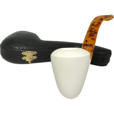Dublin Smooth Full Bent Tiger Stem Meerschaum Pipe | Royal Meerschaum Pipes