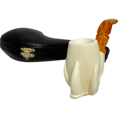Deluxe Smooth Claw Fancy Stem Meerschaum Pipe | Royal Meerschaum Pipes