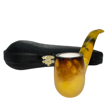 Deluxe Calcined Bent Stem Meerschaum Pipe Set | Royal Meerschaum Pipes