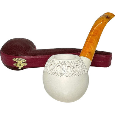 Deluxe Smooth Apple Lattice Trim Meerschaum Pipe | Royal Meerschaum Pipes