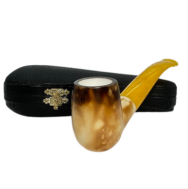 Deluxe Calcined Billiard Bent Stem Meerschaum Pipe Set | Royal ...