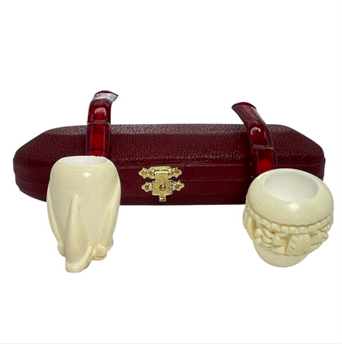 Claw and Topkapi Red Mini Meerschaum Pipe Set | Royal Meerschaum Pipes