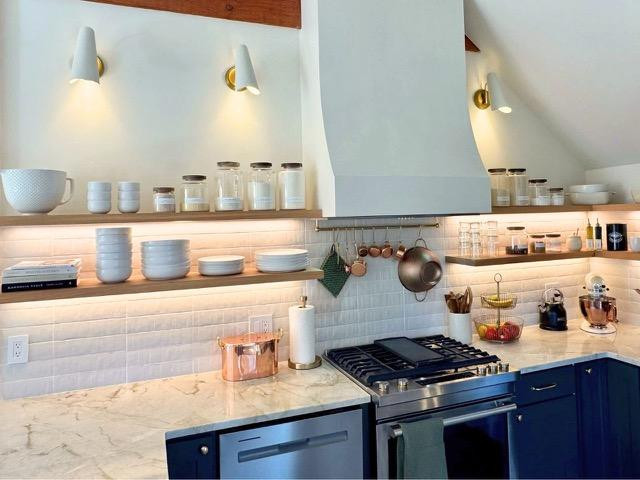 Wall Shelving Ideas for Kitchens with High Ceilings - J Thomas Home