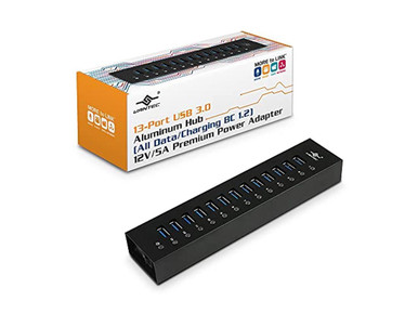 vantec 13-port usb 3.0 hub, aluminum, full powered, mountable, with all ...