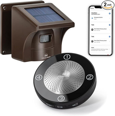 eMACROS HS002 Pro 2 Smart Wireless Driveway Alarm 1 Receiver and 1 ...