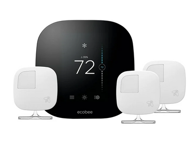 Ecobee 3 - Smart Thermostat & 3 Room Sensors EB-STATE3VP-02 - BLACK AND ...