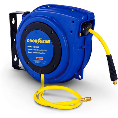 Goodyear Mountable Retractable Air Hose Reel - 1/4" x 50' Ft, 3' Ft Lead-In - RetailkingBusiness.com
