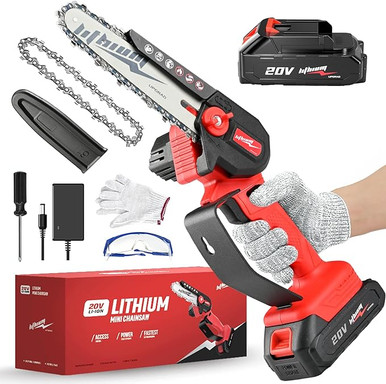 VETOPER Mini Chainsaw Cordless 6" Battery Powered - RED/BLACK ...
