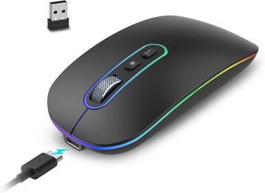 cimetech Bluetooth Mouse, Wireless Rechargeable Mouse, BT + 2.4G, M01 ...