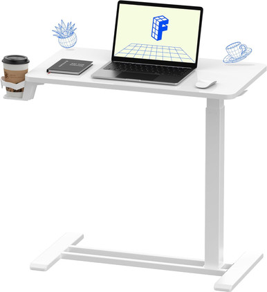 FLEXISPOT MEDICAL ADJUSTABLE OVERBED BEDSIDE TABLE WITH WHEELS WHITE ...