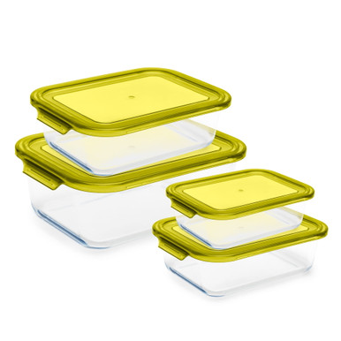 LEXI HOME 4 PC GLASS MEAL PREP STORAGE CONTAINERS - GREEN ...