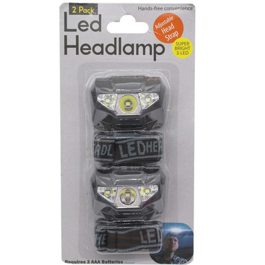 GENERIC LED HEADLAMP ADJUSTABLE HEAD STRAP SUPER BRIGHT 3-LED, 2 PIECES ...