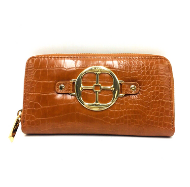 IMAN Global Chic Croco-embossed cognac colored zip around wallet ...