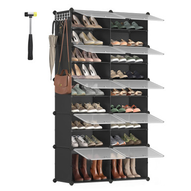 SONGMICS INTERLOCKING SHOE RACK PLASTIC STORAGE CABINET 10-SLOT MODULAR ...