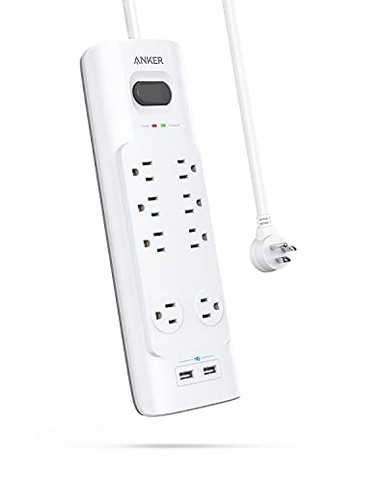 ANKER A9181 POWER STRIP SURGE PROTECTOR WITH USB, 6FT, 8 OUTLETS, 2 USB PORTS ...