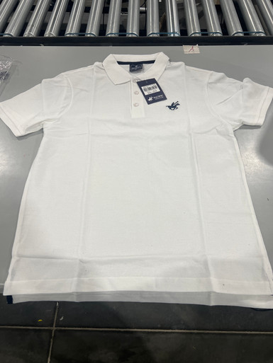 PACIFIC POLO CLUB 3 BUTTON POLO SHIRT - SIZE: MEN M - WHITE/NAVY New ...
