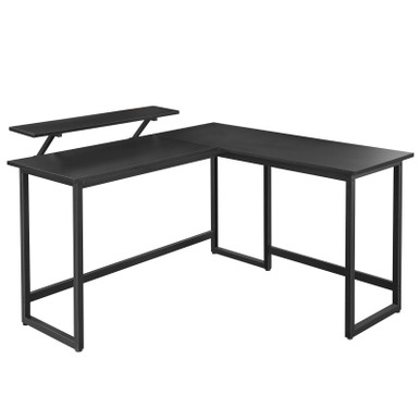VASAGLE ALINRU COMPUTER DESK L-SHAPED MONITOR STAND WORKSTATION - BLACK ...